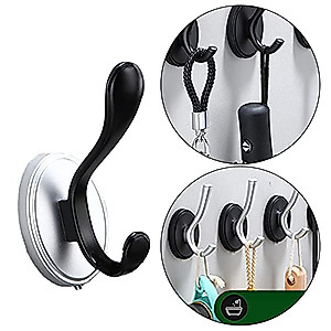 ＫＬＫＣＭＳ Small Coat Hook Wall-Mounted, Puncture- Coat-hat-Coat Hanger Heavy Duty Gadgets, Black Silver Oval, 66x68x100mm