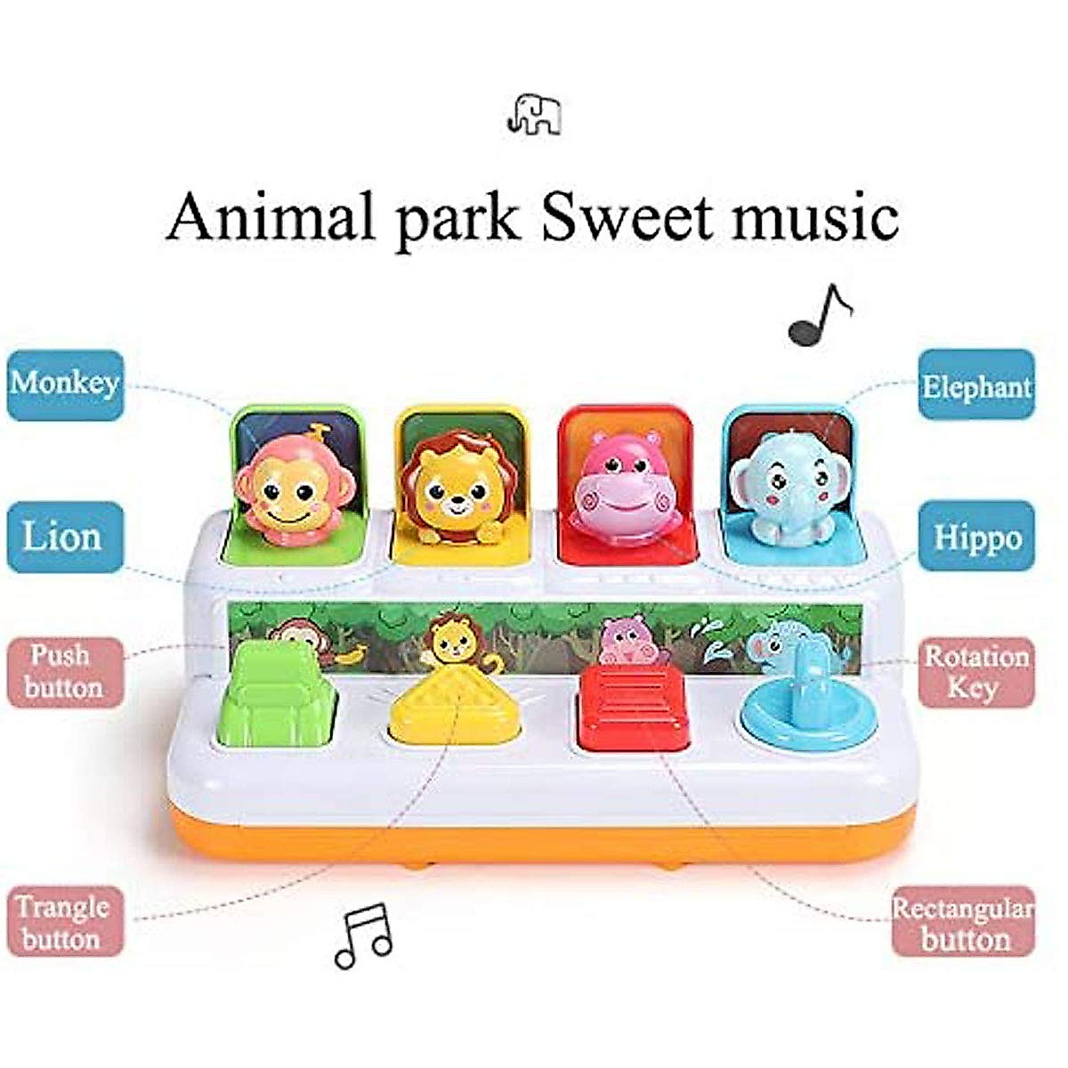 YMDLY Toys Animal Park Interactive Pop Up Music Toy,Up- Early Education Activity Center Toy, Ages 7 8 9 10 11 12 Months and up Infant Toddlers Toys.