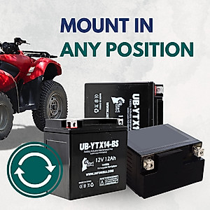 YTX14-BS Replacement For Yamaha Raptor 660 Battery - Compatible With Yamaha Raptor Battery 12 Volt 2001-2005 - Fits YFM660RN, RT, RP, RR, RL, RS Raptor 660R 660CC ATV Quad- 12V 12AH Maintenance Free