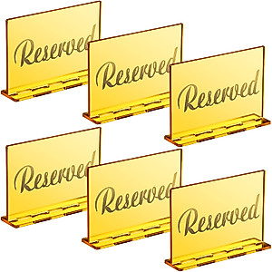 6 Sets Acrylic Mirror Reserved Table Sign Gold Acrylic Freestanding Decoration Guestbook Wedding Reserved Sign for Seating Reception Table Restaurant Business Office