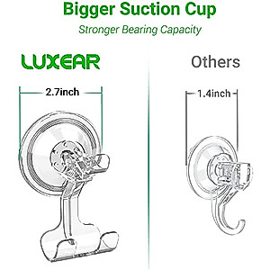 LUXEAR Shower Suction Cup Hooks, 4 Pack Razor Holder for Inside Shower Removable Reusable Wall Hangers for Bathroom Waterproof Powerful Vacuum Suction Cup Hooks for Loofah Towel Robe Bathrobe Kitchen