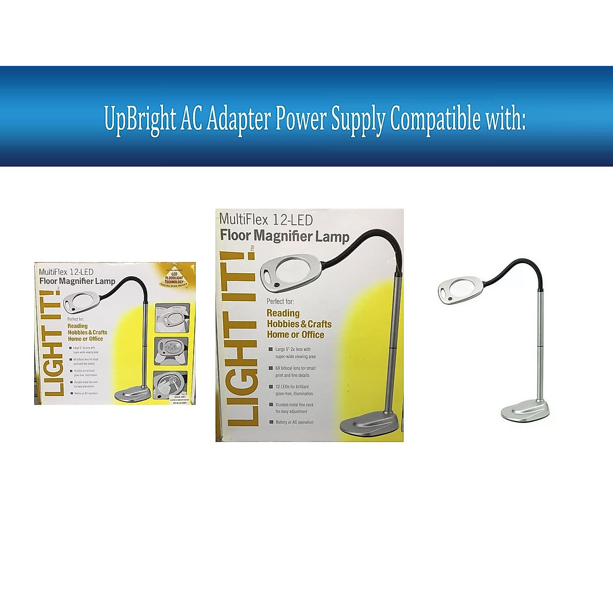 UpBright 4V - 5V AC/DC Adapter Compatible with Fulcrum 20072-401 20072401 Light IT! MultiFlex 12-LED Floor Magnifier Lamp MKS-0400400 MKS0400400 4VDC 400mA DC4V 0.4A 4.0V - 5.0V Power Supply Charger