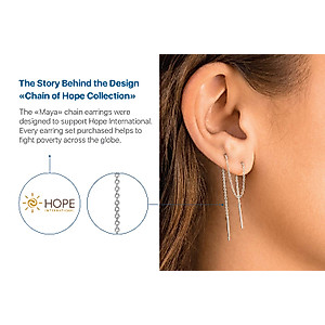 Benevolence LA Threader Earrings for Women | Gold Dangle Long Chain Threaders | Double Piercing Earrings | Pull Through Jewelry Accessories | Valentines Day Gifts Ideas for Her