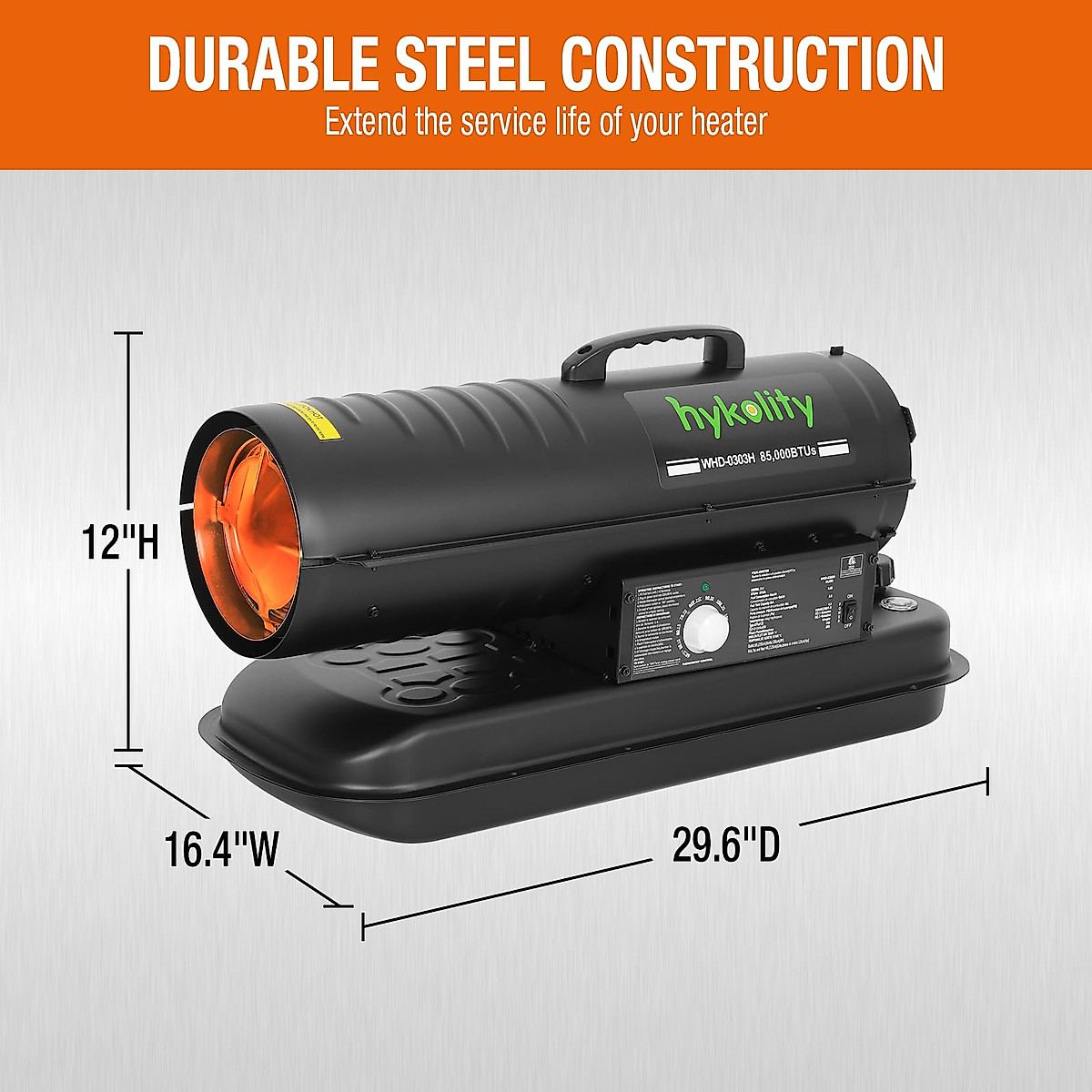 Hykolity 85,000 BTU Forced Air Kerosene Diesel Heater, Portable Torpedo Space Heater with Thermostat Control for Warehouse, Garage, Jobsite and Construction Sites, CSA Certified
