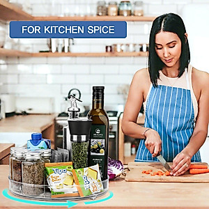 Goramio 10.6" Lazy Susan Organizer with 5 Removable Bins, Clear Plastic Divided Crazy Susan Lazy Susan Turntable, for Fridge Cabinet Refrigerator Kitchen Pantry Organization and Storage