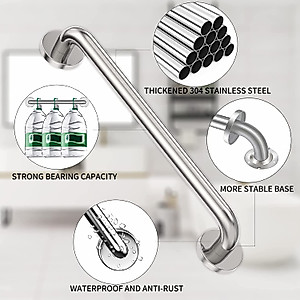 18 Inch Shower Grab Bar 2 Pack Brushed Nickel SUS304 Safety Bathroom Grab Bars with Concealed Screws, 500lbs Support Assist Bath Handle Balance Bar for Handicap Elderly Pregnant