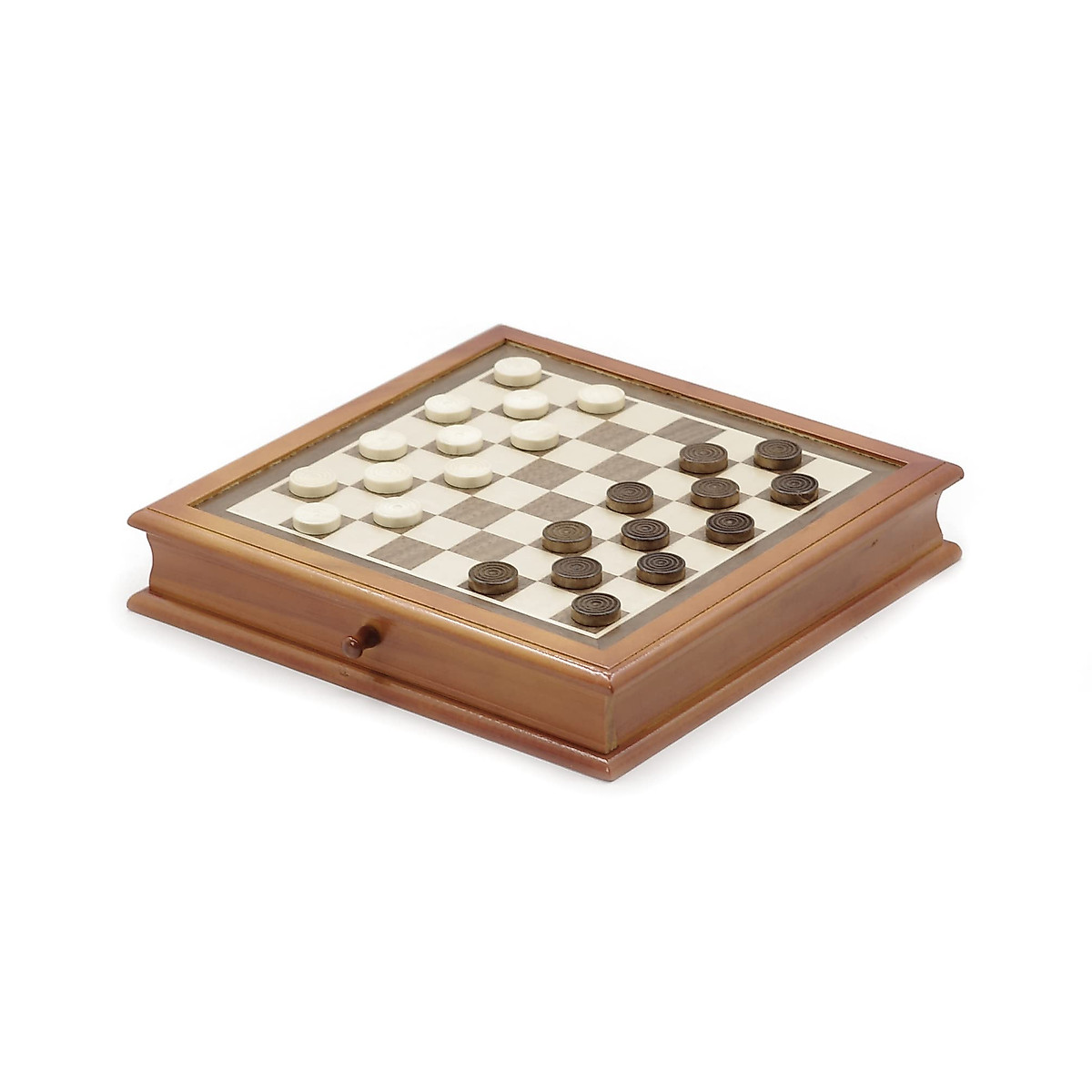 ANDSTAR 2 in 1 Wooden Chess and Checkers Board Game Set Staunton Style Pieces with Storage Drawer Combo Set Portable Table Games for Kids and Adults Travel Family Party