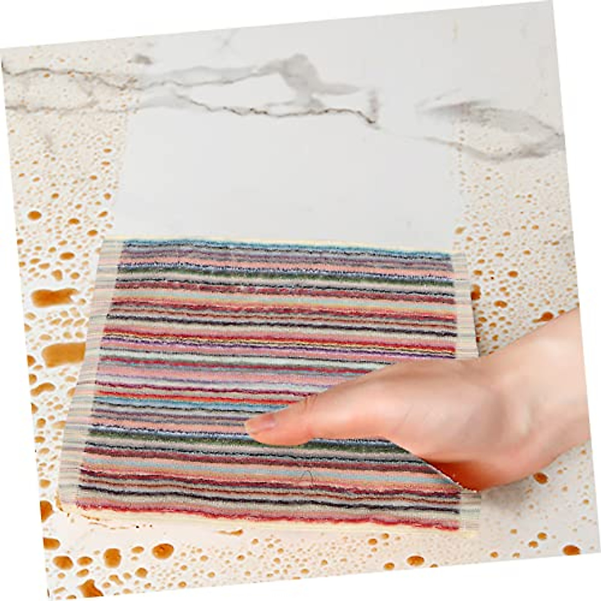 Cabilock 10pcs Color Stripe Square Scarf Microfiber Cleaning Rag Turkish Cotton Towels Turkish Cotton Bath Towels Microfiber Dish Towels Dish Rags Kitchen Dishcloth Hand Towel Cotton Towel