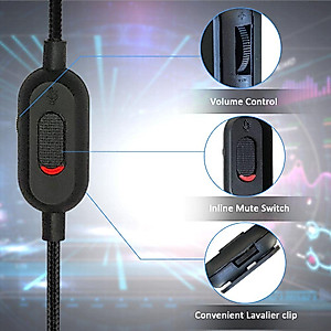 QJYTH Replacement Cord Compatible with Logitech G433/G233/G Pro/G Pro X Headset, Inline Mute and Volume Control Audio Cable Wire Compatible with PS5/PS4 Controller(6.5 Feet)
