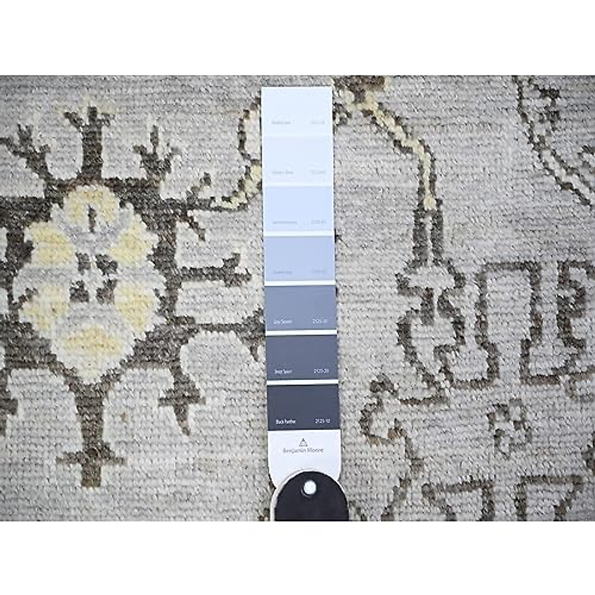 Shahbanu Rugs Silver Gray Afghan Angora Oushak with All Over Pattern Natural Dyes Soft Wool Hand Knotted Oriental Rug (8'1"x10'10")