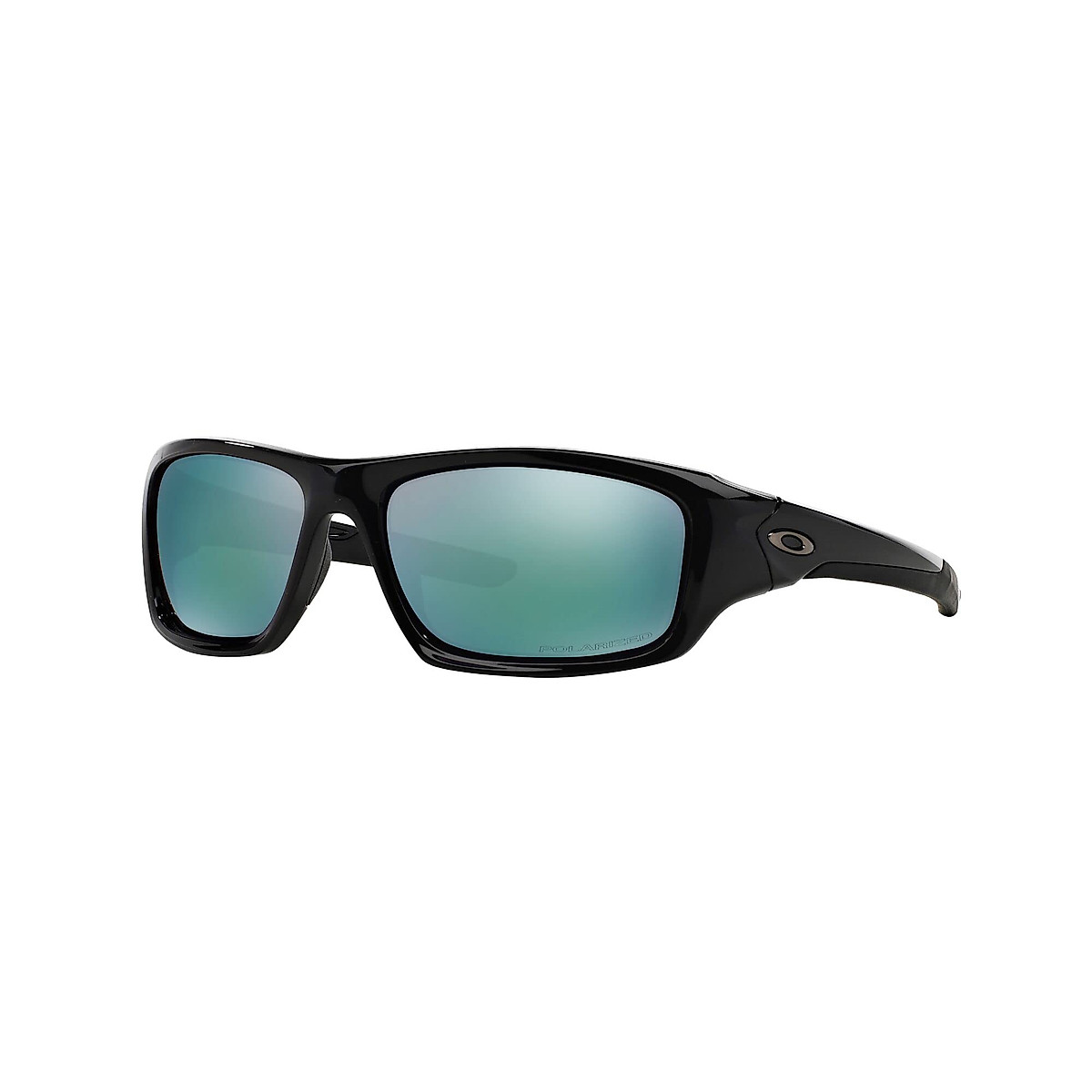 Oakley Men's OO9236 Valve Rectangular Sunglasses, Polished Black/Deep Blue Polarized, 60 mm