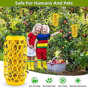 Sticky Fly Traps Outdoor Hanging,Fruit Fly Traps for Indoors,Wasp Trap Bee Traps Catcher,Yellow Jacket Trap,Flying Insect Trap,2 Pack Wasp Deterrent Killer Fly Insect Catcher with 4 Sticky Boards