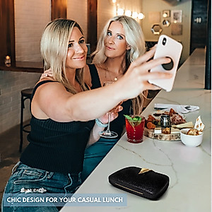 Before & Ever Women's Small Black Sparkle Clutch, Evening Handbag for Women - Formal Crossbody Purse