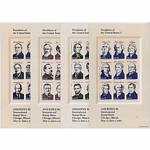 1986 Ameripex '86 4 Sheets 22¢ US Postage Stamps Scott #2216-19