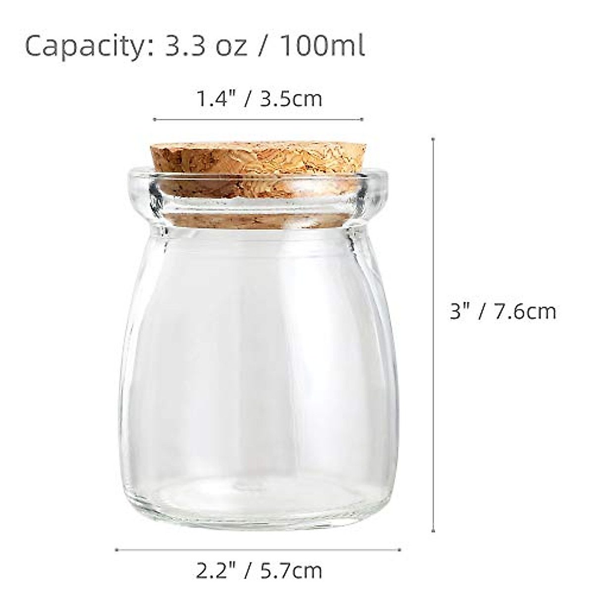 Magic Season Decorative Glass Bottles with Cork Stopper (3.3 oz. Pudding Bottles / 6 Pcs)