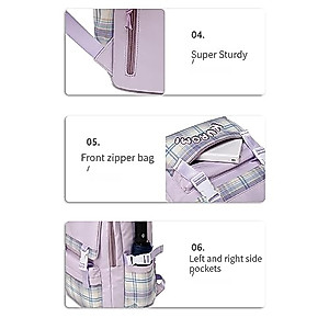 Festa Park Kawaii Japanese Backpack for Women Girls, Aesthetic Cute Backpack with Pendent Pink, Durable Fashion School Bookbag for Girls (Purple)…