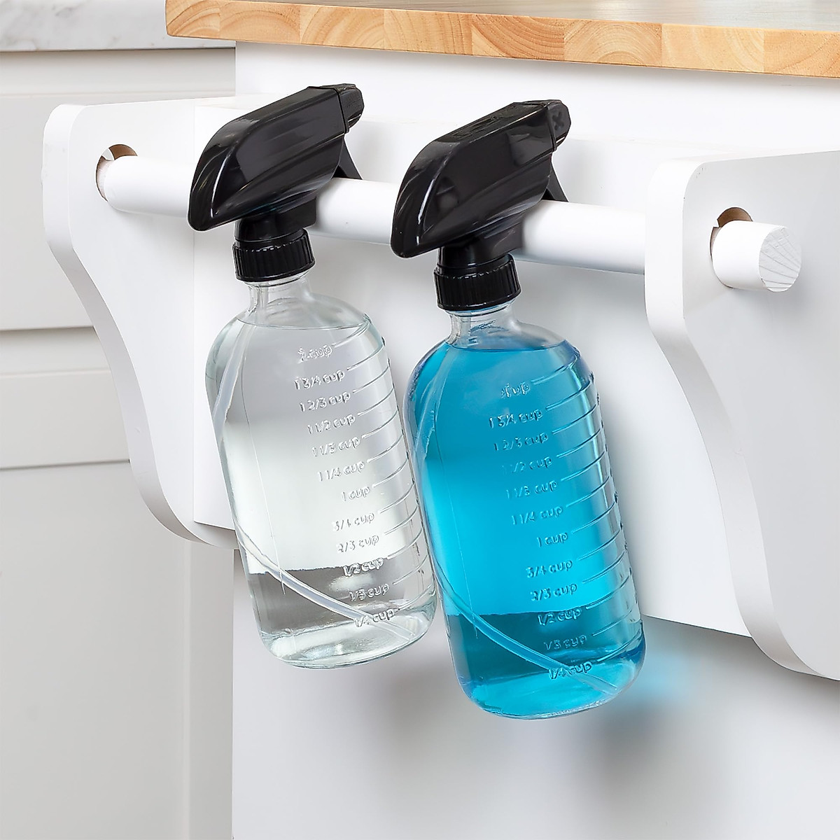 Cornucopia 16-Ounce Clear Glass Spray Bottles with Measurements (2-Pack); Sprayer Bottle with 3-Setting Heavy Duty Sprayers for Mist, Stream, OFF