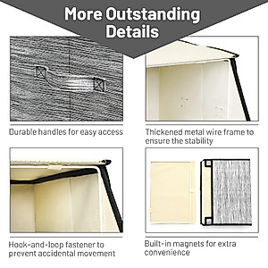 Giantex Storage Bins Set of 4 Stackable Cubes Fabric Baskets w/Lid, Handles, Magnetic Linen Container Boxes for Toys, Clothes, Files Foldable Closet Organize Bags 15”x14”x10” (Coffee+Gray)