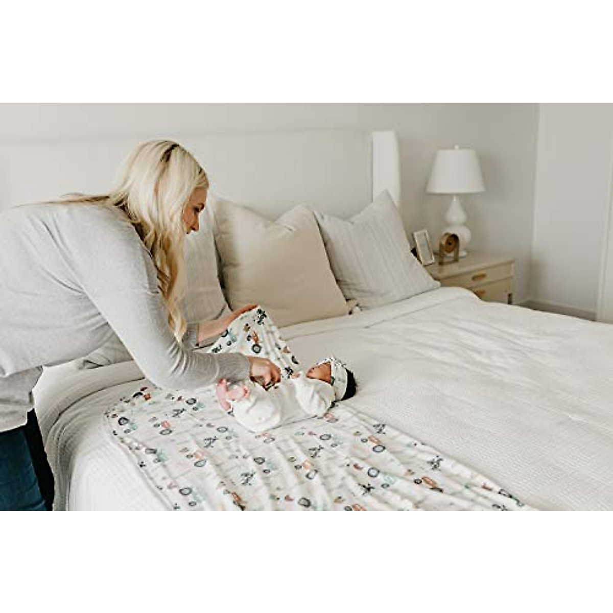 Large Premium Knit Baby Swaddle Receiving Blanket"Jo" by Copper Pearl