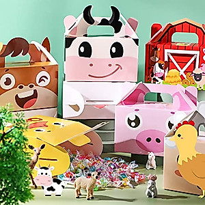 Tallew 24 Pack Farm Animals Gift Boxes Barnyard Treat Boxes Farm Theme Favor Boxes Barnyard Happy Birthday Candy Goodie Boxes for Baby Shower Boys Girls Birthday Party Farmhouse Theme Party Supplies