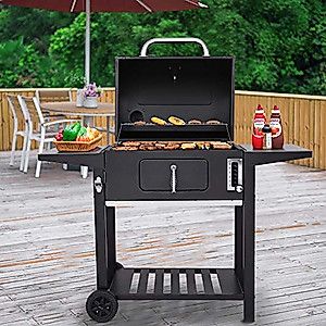 Royal Gourmet CD1824AX 24-Inch Charcoal Grill Outdoor BBQ Smoker Picnic Camping Patio Backyard Cooking, Black