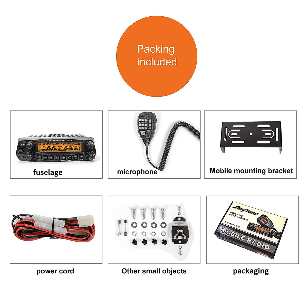 AnyTone Dual Band Mobile Transceiver VHF/UHF Transmitter Vehicle Radio AT-5888UV