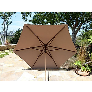 Formosa Covers | Premium Quality Double Vented 9ft 6 Ribs Outdoor Umbrella Replacement Canopy - 30% Heavier Than The Rest - Taupe (Canopy Top Only)