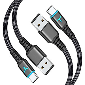 6amLifestyle 2 Pack 10FT PS5 Controller Charger Charging Cable with LED Indicator, Nylon Braided Fast Charging Data Sync USB Type C Cord for Xbox Series X/Series S Switch Controller