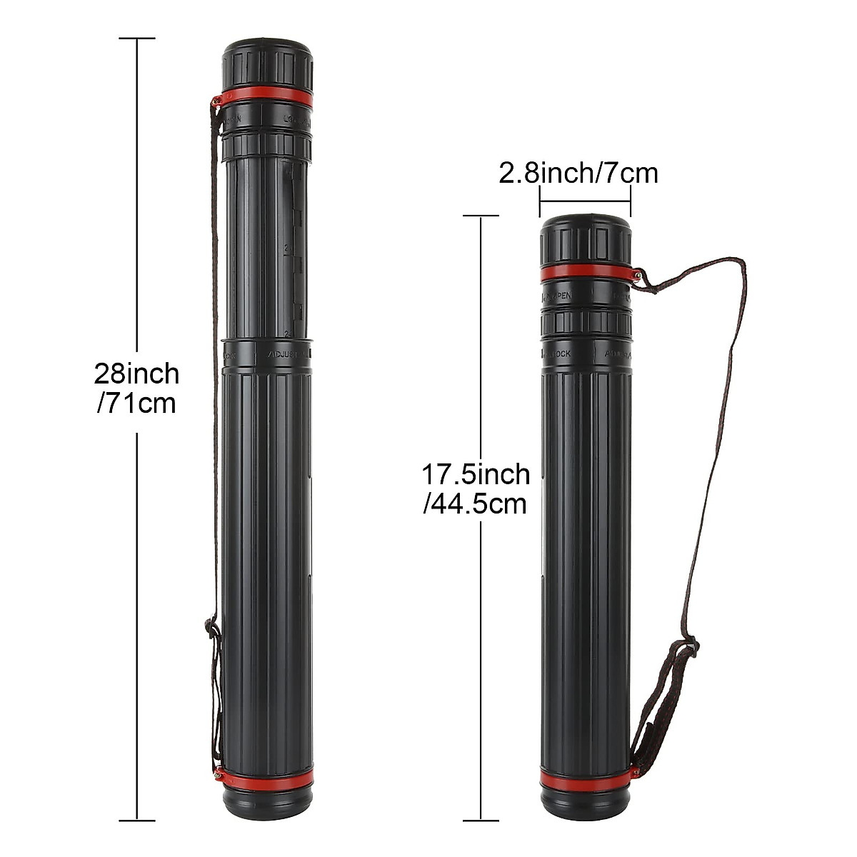 3 Pack Extendable Poster Tubes, Telescoping Art Tube, Water-Resistant Storage Tube for Documents Blueprints Artwork - Hard Plastic Black, 18 Inches to 27.5 inches with 2.75 Inch Opening