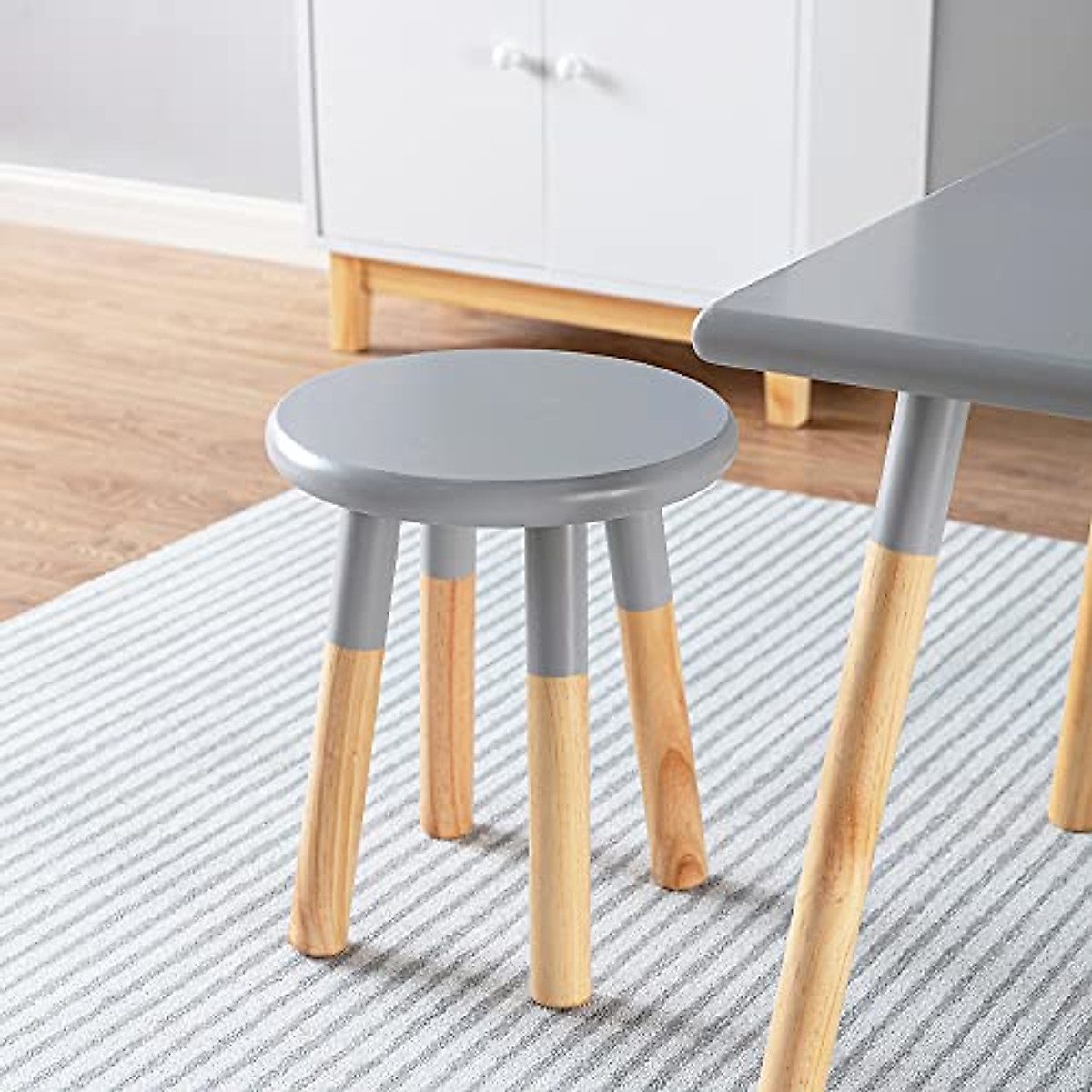 ACEssentials Kids Dipped Table and Stool Set, Gray