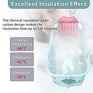 Portable Bathtub for Adult, Foldable Soaking Freestanding Collapsible Tub for Shower, Cold Plunge Tub for Ice Bath,Hot Bath Tub, SPA Bath Tub with Inflatable Pillow,Seat for Bathroom