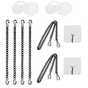 HAOSUM Hanging Chain with Adhesive Hooks for Stained Glass Window Hangings and Suncatchers,Transparent Sticky Hooks Pack for Window Door Wall in Kitchen,4 Pieces 8 Inch and 2 Pieces 24 Inch Pack