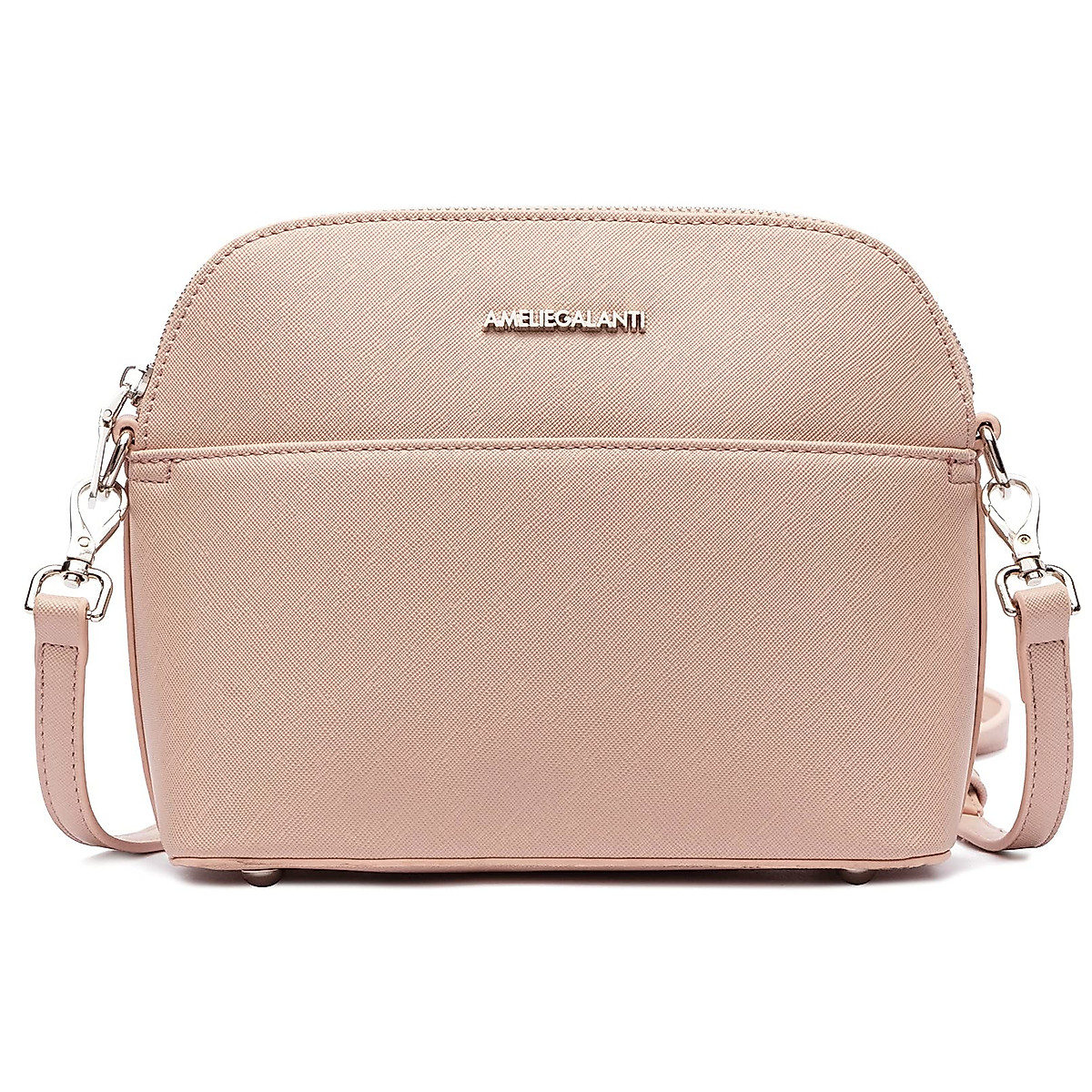 Crossbody Bags for Women, Medium Dome Vegan Leather Shoulder Purses Lightweight Handbags with Multi Pockets (Pink)