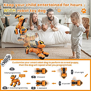 FUUY Robot Dog Toys for Kids Ages 4-7 Year Old Interactive Robo Dog Toy FollowMe RC Robot Toys Intelligent Remote Control Dog with Sing Dance Programmable Design Robotics Pets Birthday Gifts Boy Girl