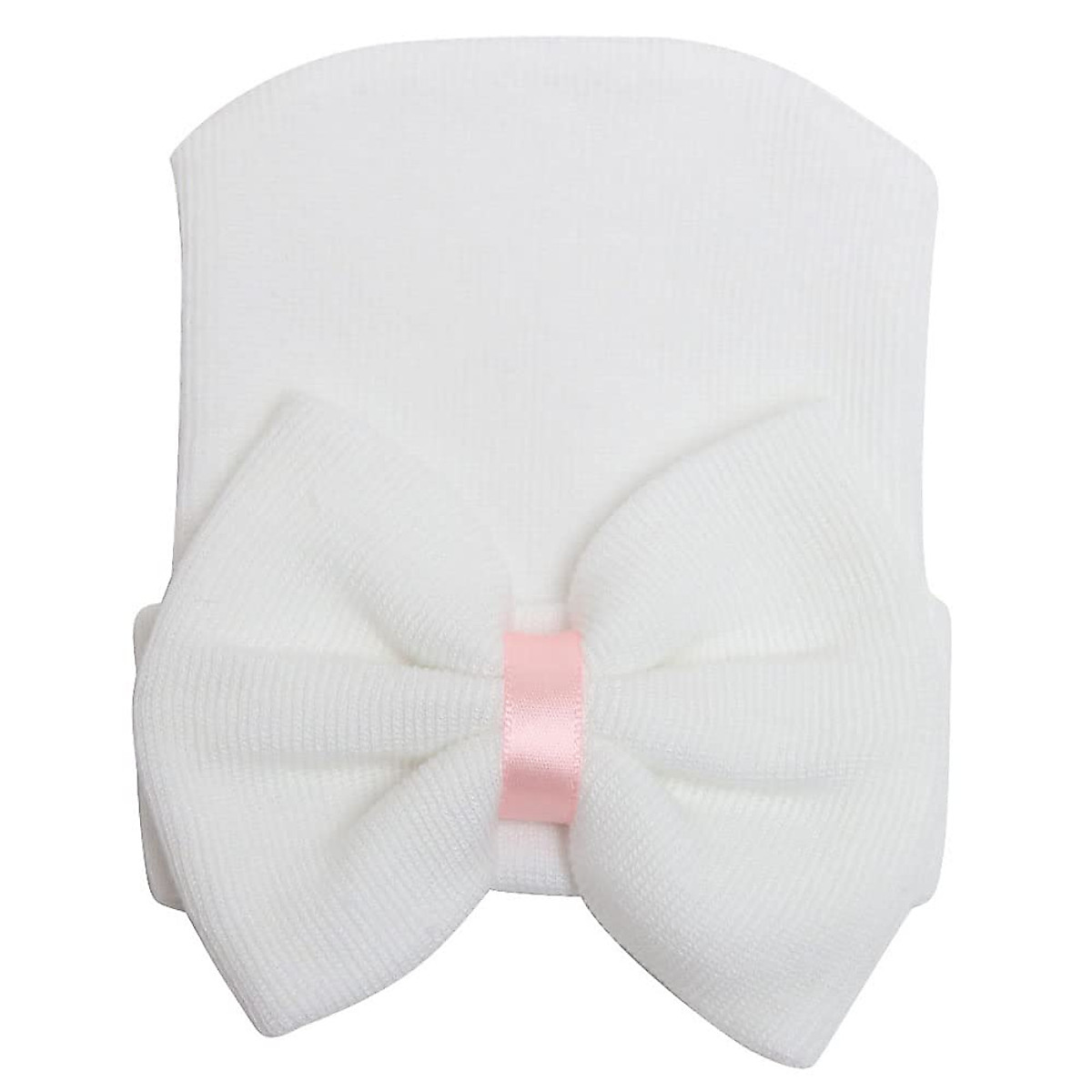 BQUBO Newborn Baby Caps Mittens for Baby Girls Set Hospital Hat Beanie Infant Hats with Bow Baby Scratch Mitten Gloves