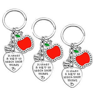 Teacher Appreciation Gift for Women, 3PCs Teacher Keychain Set, Jewelry Gift for Teachers, Birthday Gift for Teacher Gifts From Students (It takes a big heart to teach little minds)