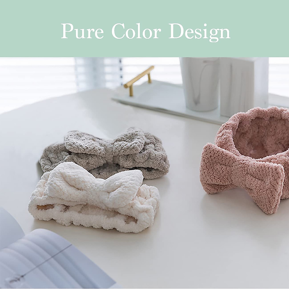 3Pcs Headbands for Washing Face, Spa Headband, Makeup Headband, Soft Towel Hair Band Microfiber Headbands SkinCare Headbands Yoga Facial Headband for Women and Girls（White,Grey,Pink)