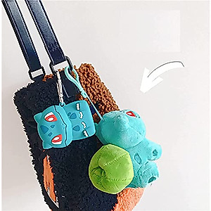 AirPods Pro case,Cute 3D Cartoon Kawaii Funny Fun Airpods pro case,Soft Silicone Shockproof Keychain Charging Box.for Boys and Girls,Compatible airpods pro Skin Cases(Bulbasaur)