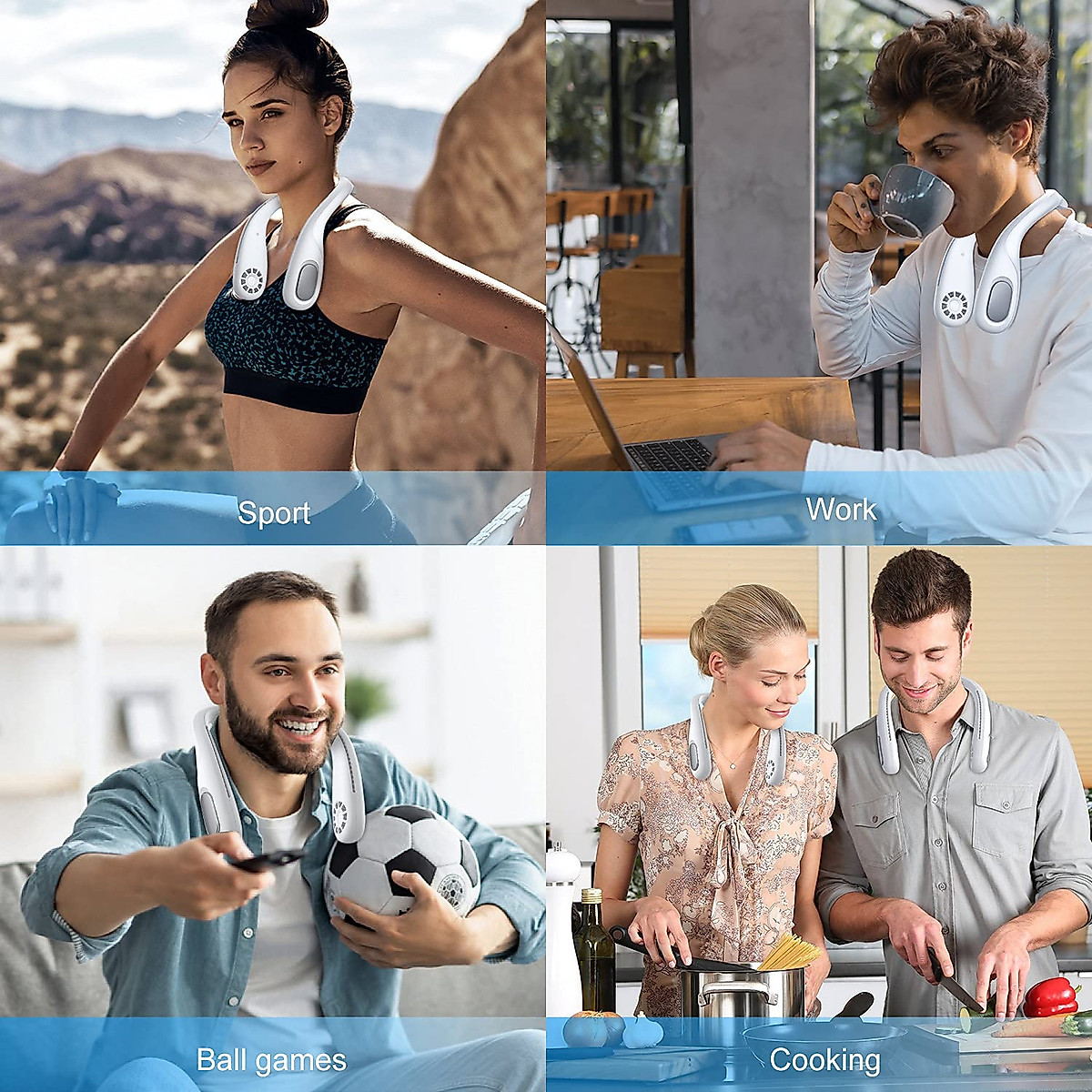 Diesetsr Portable Neck Fan, Hands Free Bladeless Neck Fan 3 Speeds 360°Cooling Wearable Personal Fan with 4000mAh USB Rechargeable Battery, Low Noise, for Office, Outdoor, Travel, Hiking