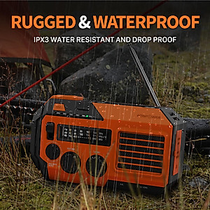 FosPower Emergency Weather Radio (Model A6) NOAA/AM/FM with 18500mWh Portable Power Bank, USB/Solar/Hand Crank Charging, Battery Operated, SOS Alarm & Flashlight for Indoor/Outdoor Emergency