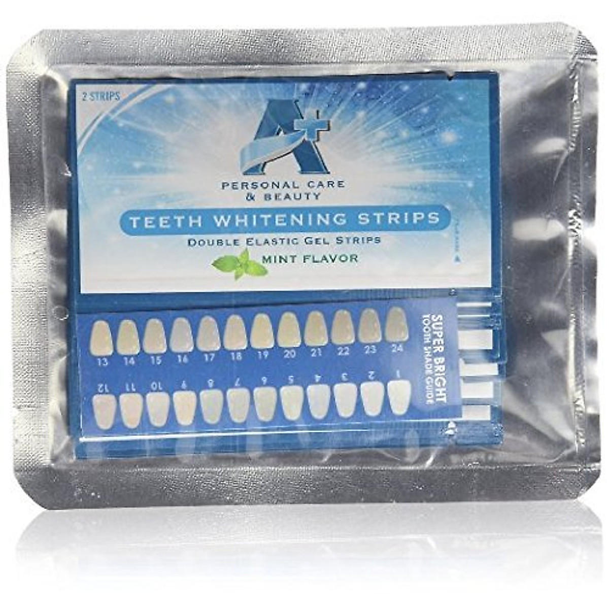 Sparkling White Professional Strength 6% HP Teeth Whitening Strips - Elastic Strips Plus Advanced Whitening Formula = Great Results! 28 Strips (14 Upper and 14 Lower) Free Teeth Shade Guide Included.