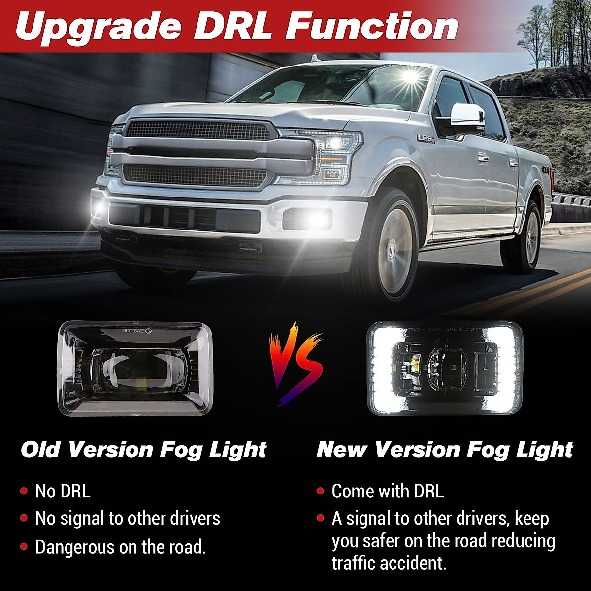 BICYACO LED Fog Lights with DRL Daytime Running Lights Compatible with 2015-2020 Ford F150, 4 Inch LED Fog Light Assembly Kit, 36W Waterproof LED Bumper Lamps Set-1 Pair