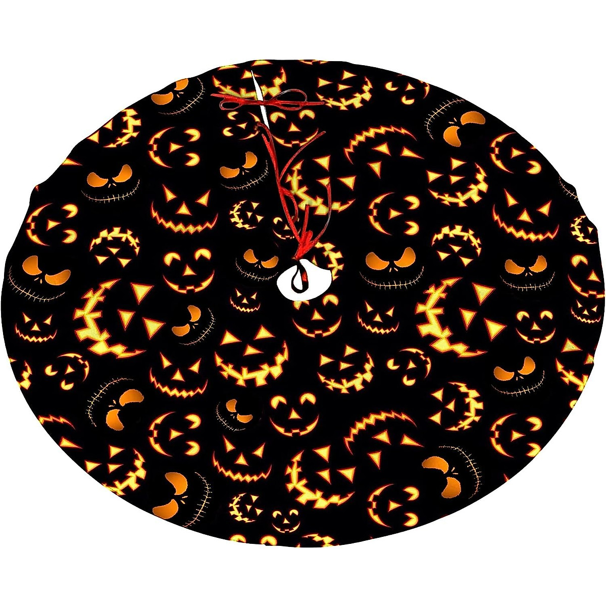 Halloween Tree Skirt 36Inch Pumpkin Smile Face Halloween Christmas Tree Decoation Horror Skulls Tree Skirt for Holiday Home Party Decor