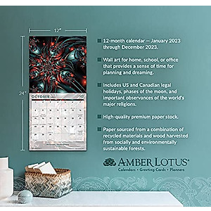 Fractal Cosmos 2023 Wall Calendar: The Mathematical Art of Alice Kelley | 12" x 24" Open | Amber Lotus Publishing
