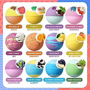Bath Bombs for Kids and Women - Bubble Bath Shower Salts for Women - Relaxing Bathbombs Set for Women - Bath Essentials Shower Bubble Steamers (12-Pack ･ Bath Bombs)