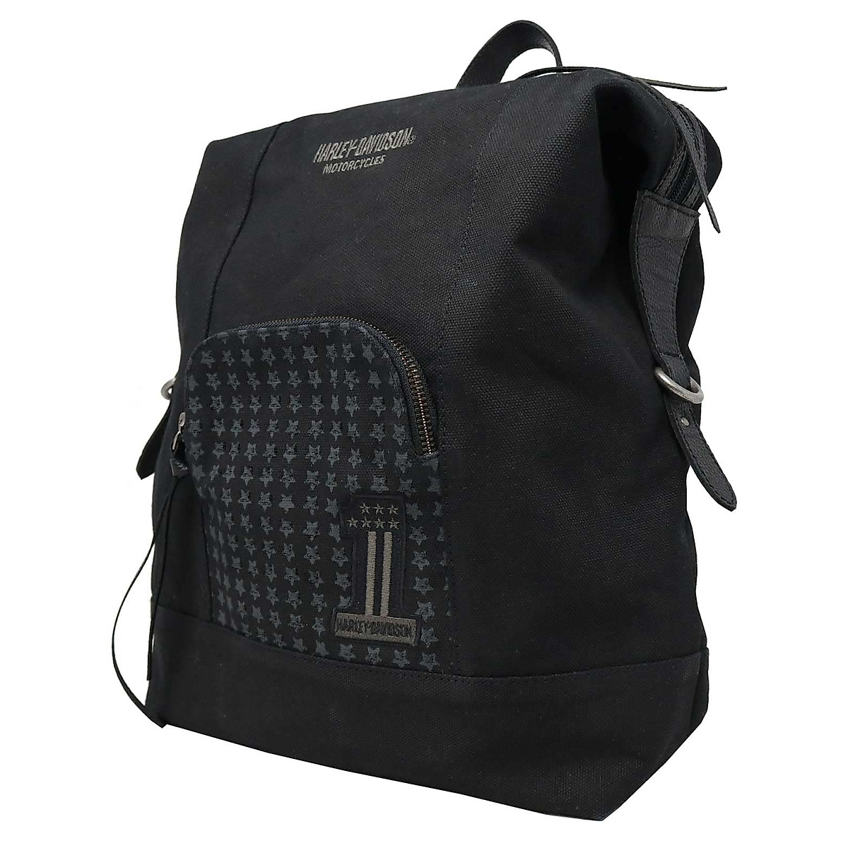 Harley-Davidson Women's Uno Stars Distressed Cotton Denim Backpack - Black