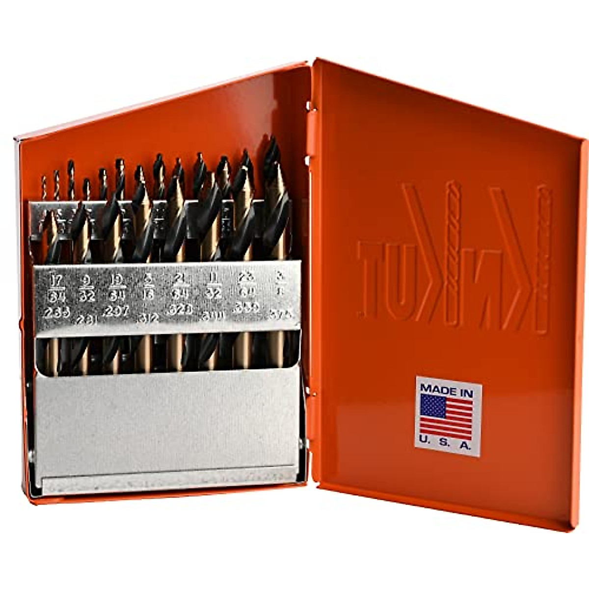 KnKut 21 Piece Mechanics Length Step Point Drill Bit Set 1/16"-3/8" by 64ths