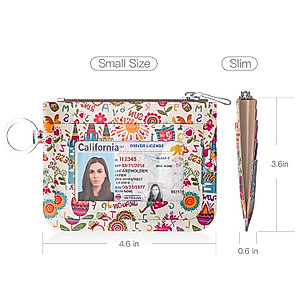 Rose Lake RFID Blocking Credit Card Holder Wallet Slim Card Case Front Pocket Wallet with Key Ring for Women Girls (Colorful Garden)