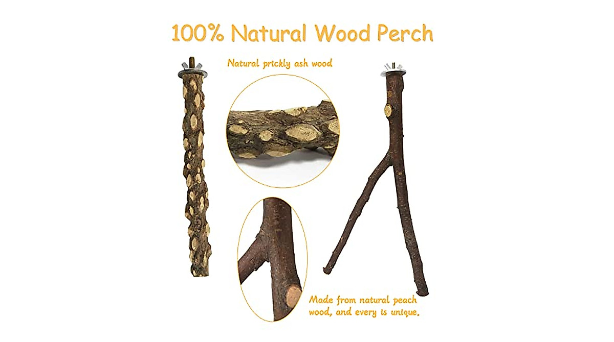 Fhiny Natural Wood Bird Perches - 6 PCS for Parrots