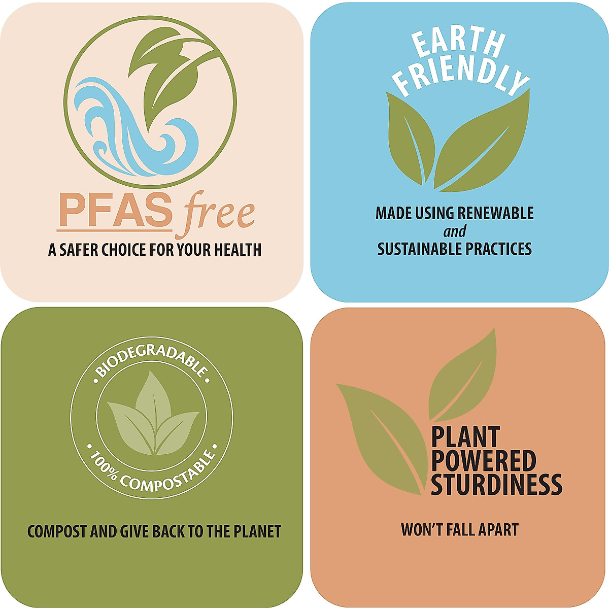 Nicole Home Collection Compostable Heavy Duty 10" Disposable Compartment Paper Plates 100% Bagasse Biodegradable Eco-Friendly Natural Sugarcane 50 Count